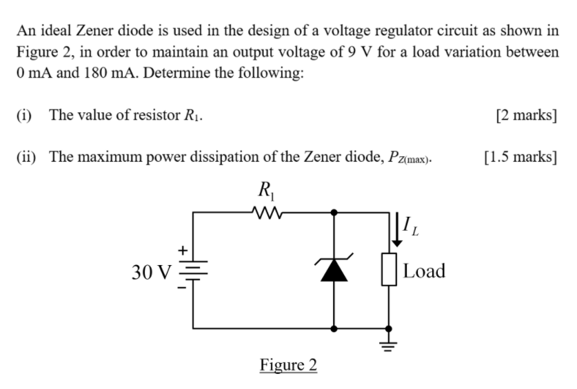 Solved An ideal Zener diode is used in the design of a | Chegg.com