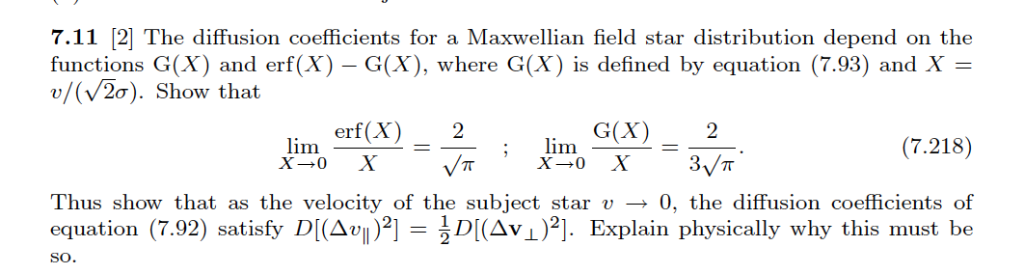 7.11 [2The diffusion coefficients for a Maxwellian | Chegg.com