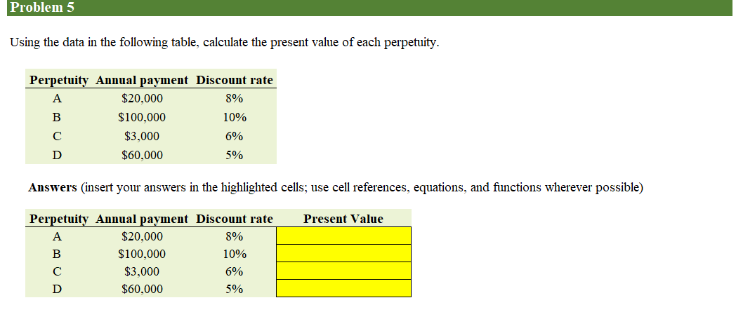 Solved Problem 5Using the data in the following table, | Chegg.com