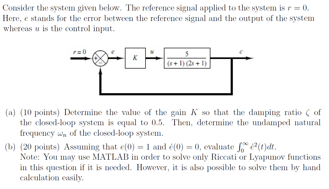 Solved Consider the system given below. The reference signal | Chegg.com