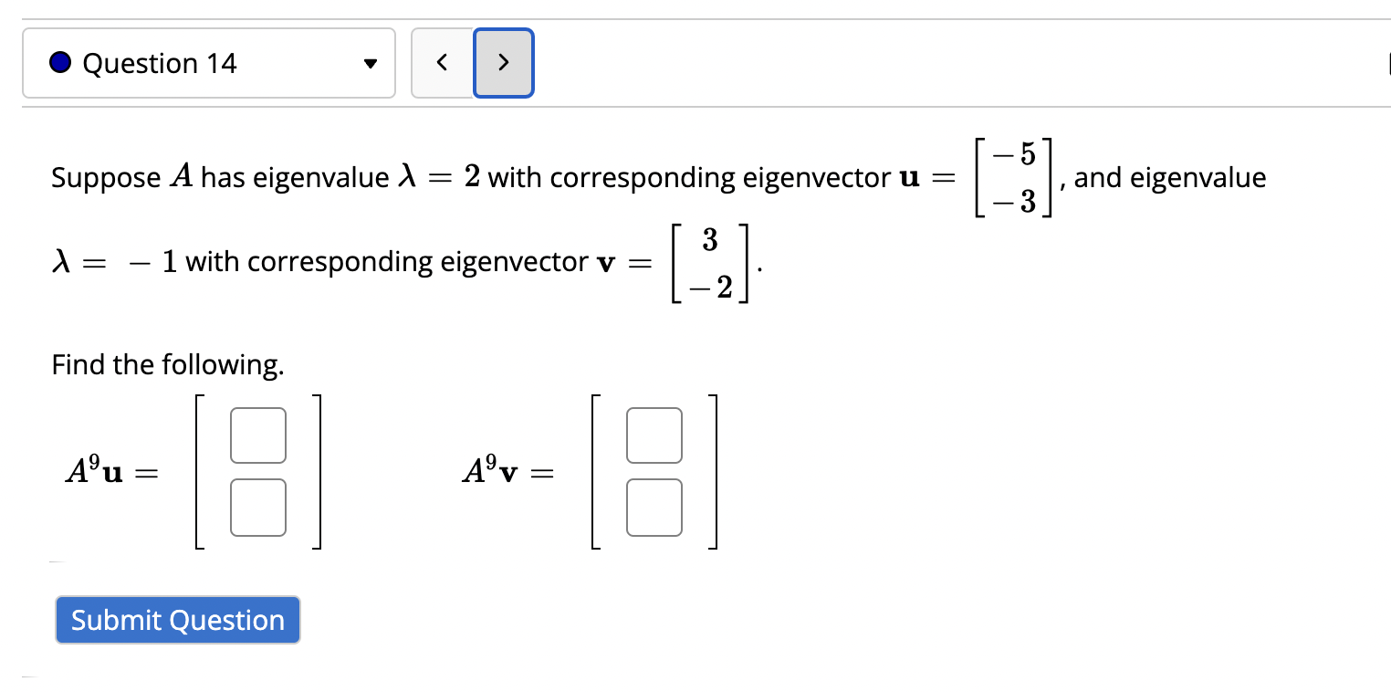 Solved Question 14 Suppose A has eigenvalue 1 = 2 with | Chegg.com