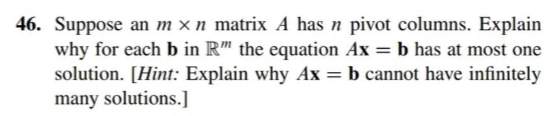 Solved Suppose an m×n ﻿matrix A has n ﻿pivot columns. | Chegg.com