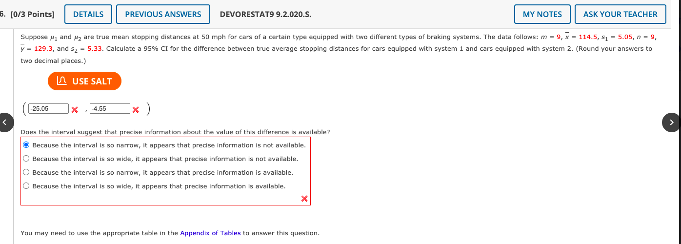 Solved 6. [0/3 Points) DETAILS PREVIOUS ANSWERS DEVORESTAT9 | Chegg.com