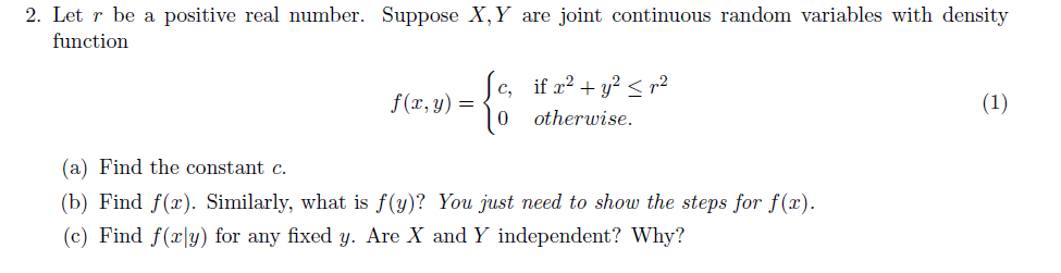 Solved 2. Let r be a positive real number. Suppose X.,Y are | Chegg.com