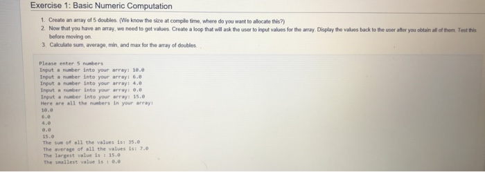 Solved Exercise 1: Basic Numeric Computation 1. Create an | Chegg.com