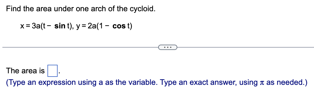 Solved Find the area under one arch of the | Chegg.com