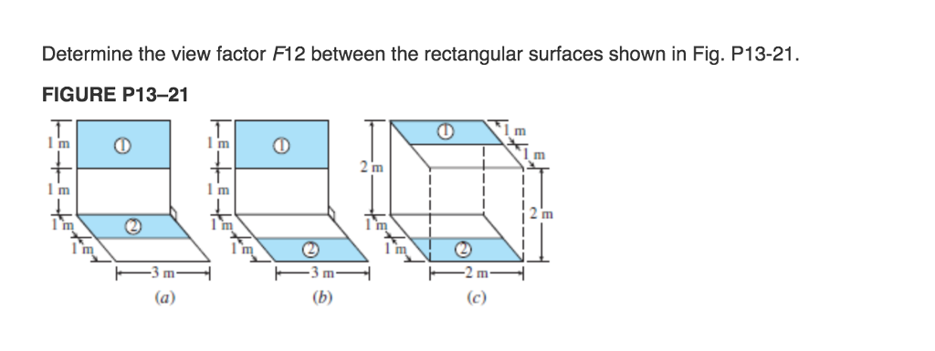 Solved Determine the view factor F12 between the rectangular | Chegg.com