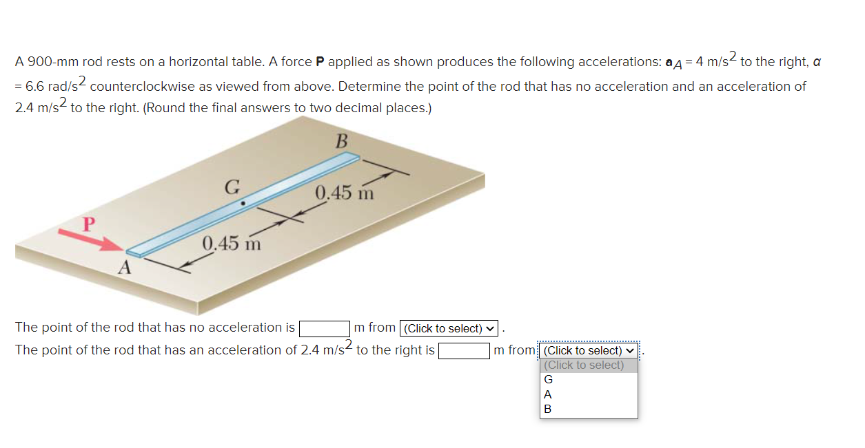 Solved A 900-mm rod rests on a horizontal table. A force P | Chegg.com