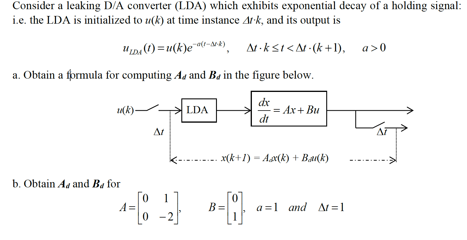 Consider a leaking D/A converter (LDA) which exhibits | Chegg.com