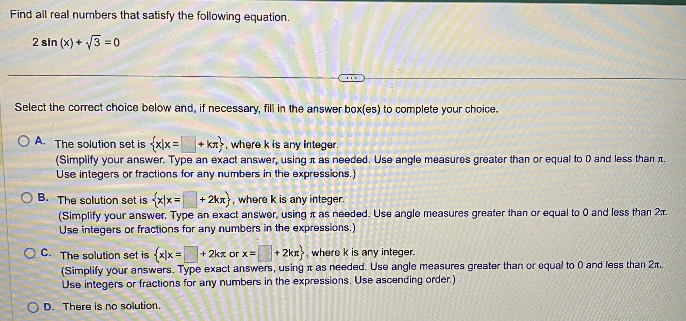 Solved Find all real numbers that satisfy the equation. | Chegg.com