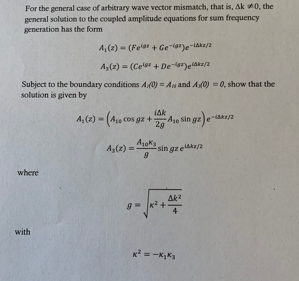 Solved For the general case of arbitrary wave vector | Chegg.com