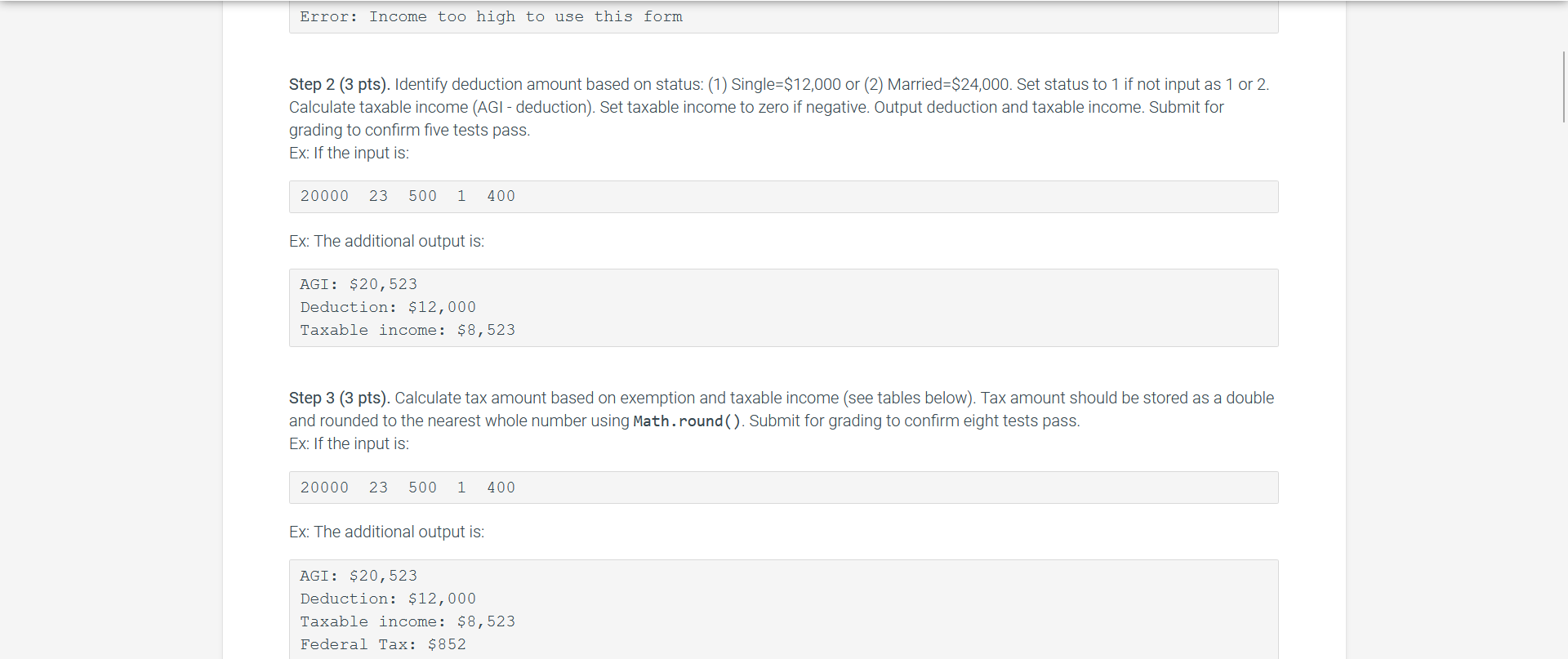 Solved 3.37 LAB*: Program: Income tax form Program | Chegg.com