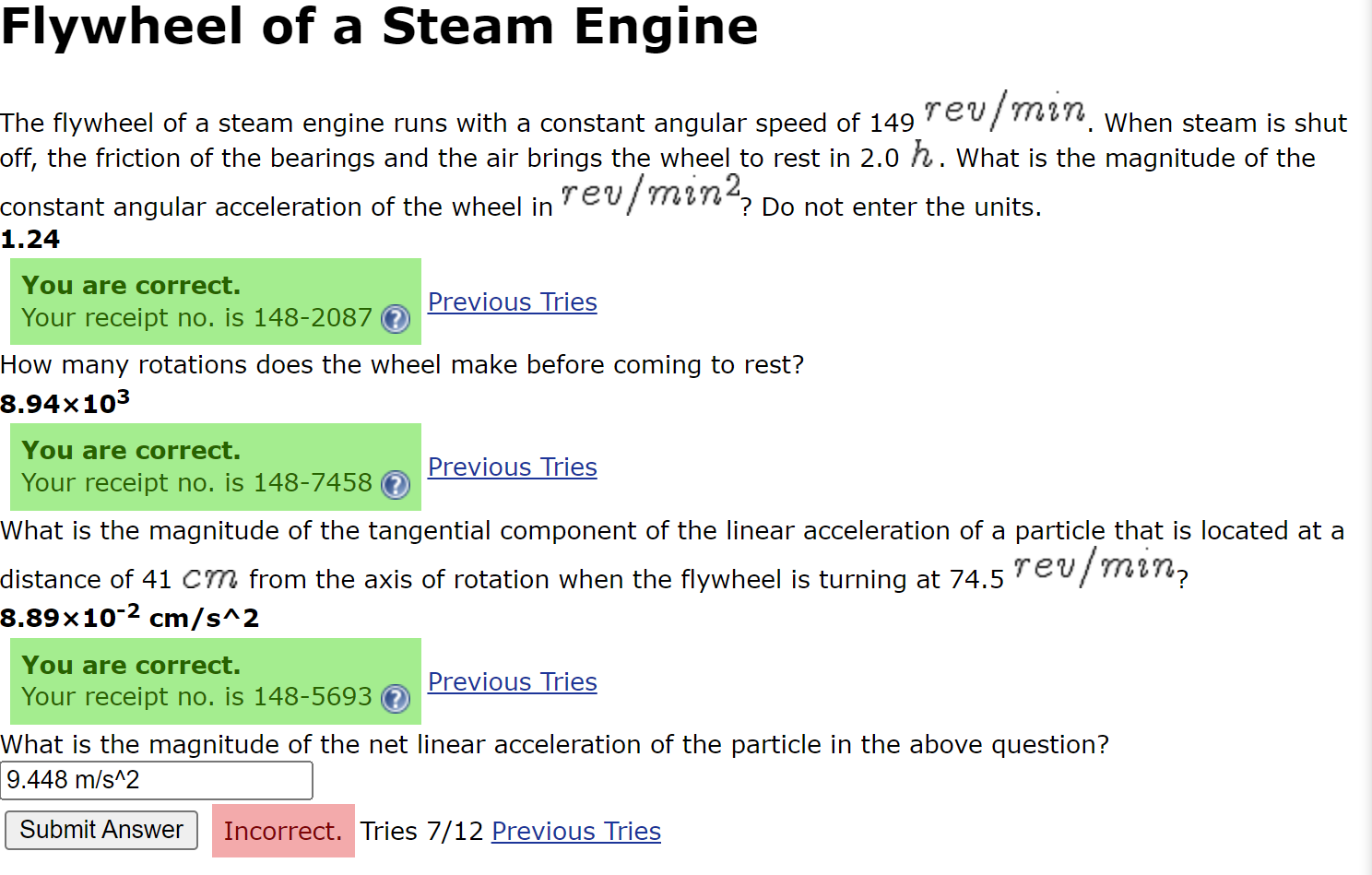 Solved The flywheel of a steam engine runs with a constant | Chegg.com