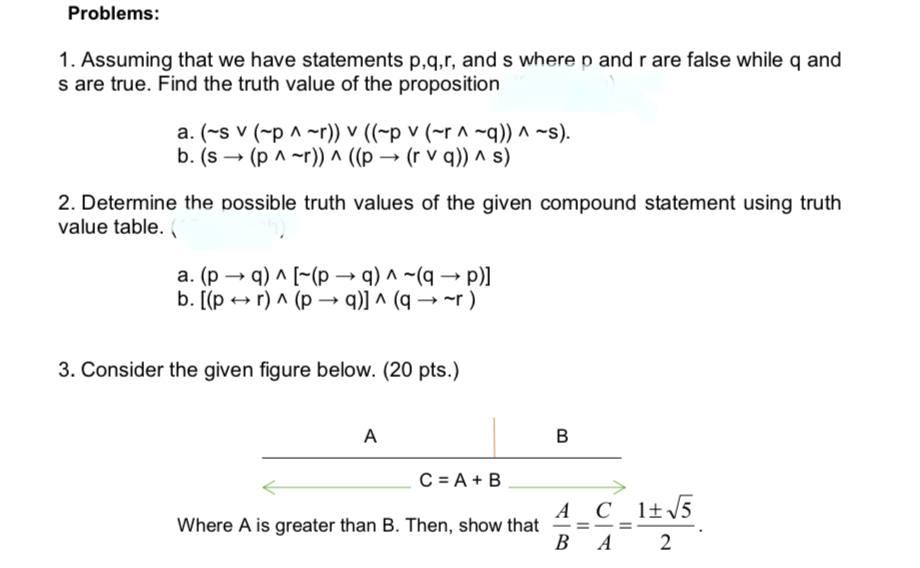 Solved 1. Assuming that we have statements p,q,r, and s | Chegg.com