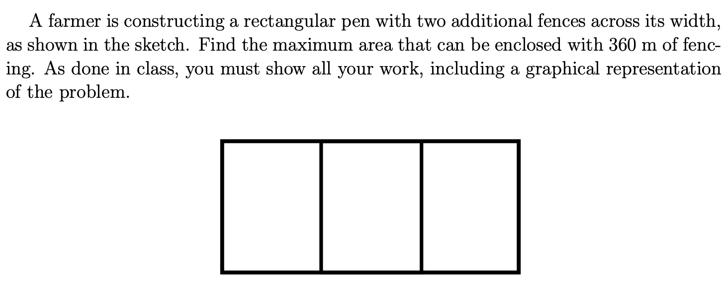 Solved A farmer is constructing a rectangular pen with two | Chegg.com