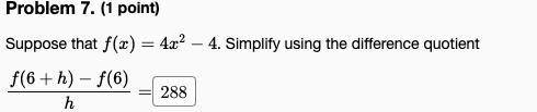 Solved Suppose that f(x)=4x2−4. Simplify using the | Chegg.com