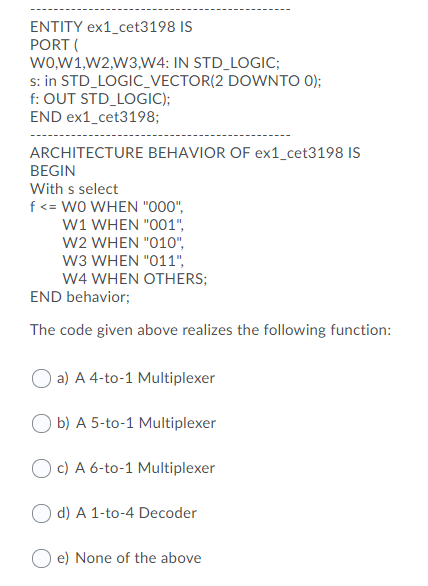 Solved ENTITY ex1_cet3198 IS PORT WO,W1,W2,W3,W4: IN | Chegg.com