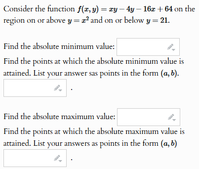 Solved by an EXPERT Consider the function f(x,y)=xy-4y-16x+64 on | Chegg.com