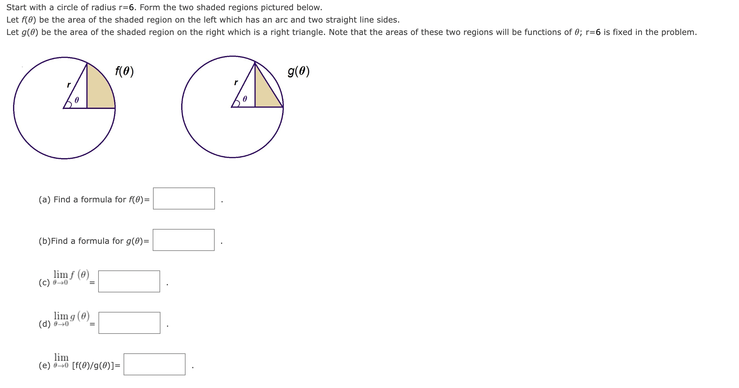 Solved Start with a circle of radius r=6. Form the two | Chegg.com