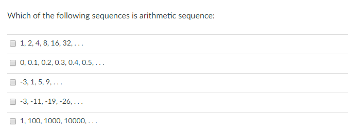 Solved Which of the following sequences is arithmetic | Chegg.com