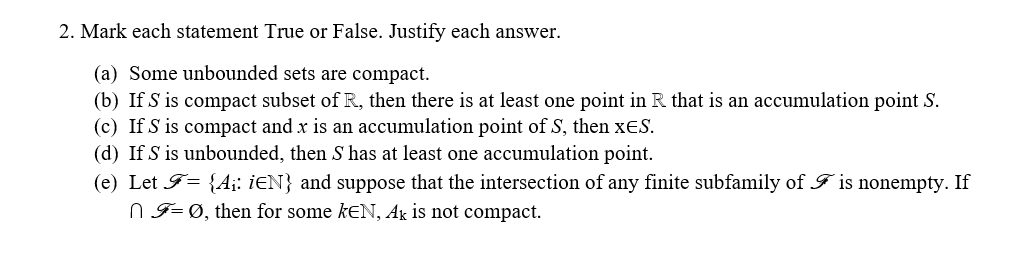 Solved 2. Mark each statement True or False. Justify each | Chegg.com
