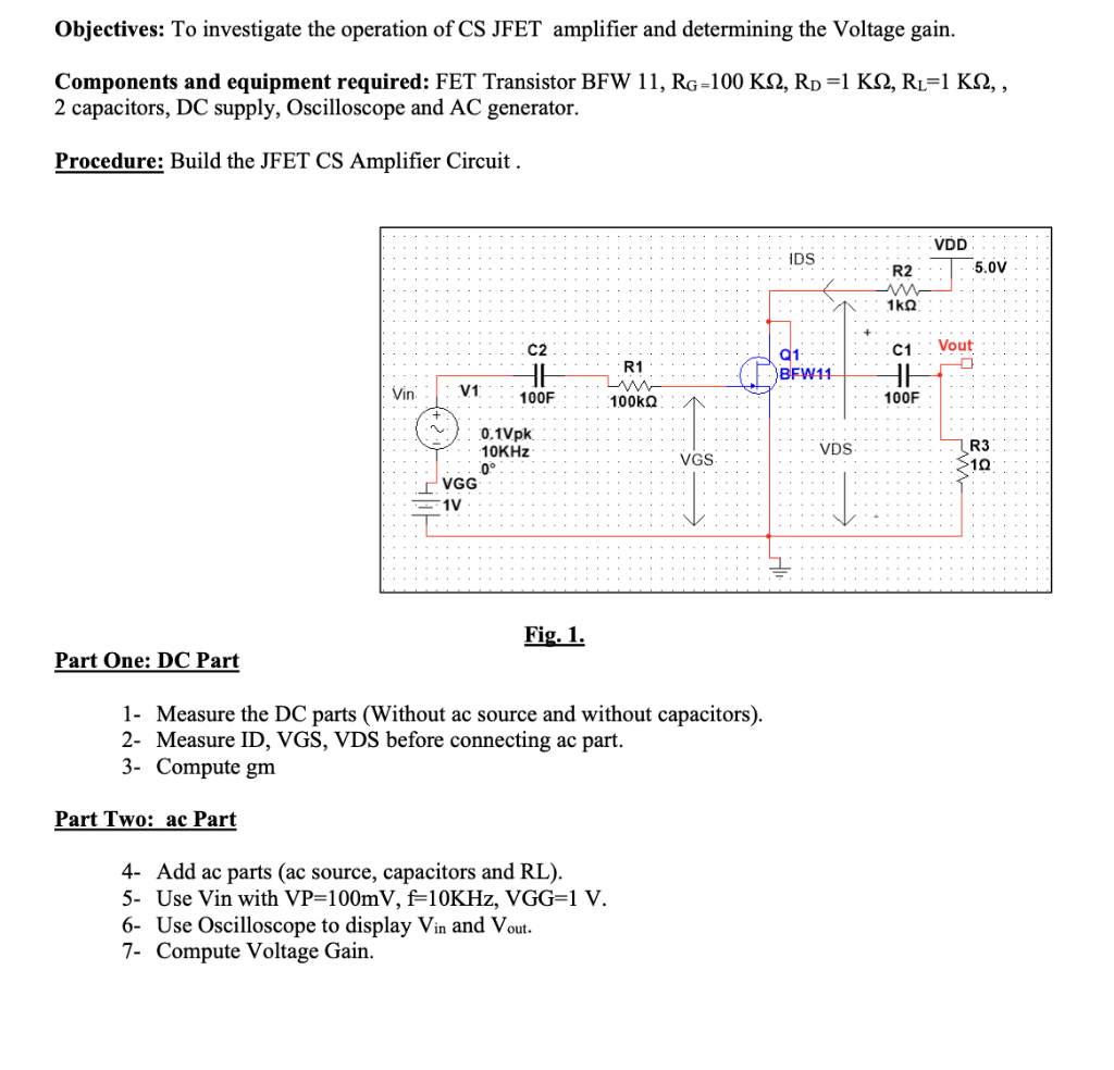 Solved Objectives: To investigate the operation of CS JFET | Chegg.com