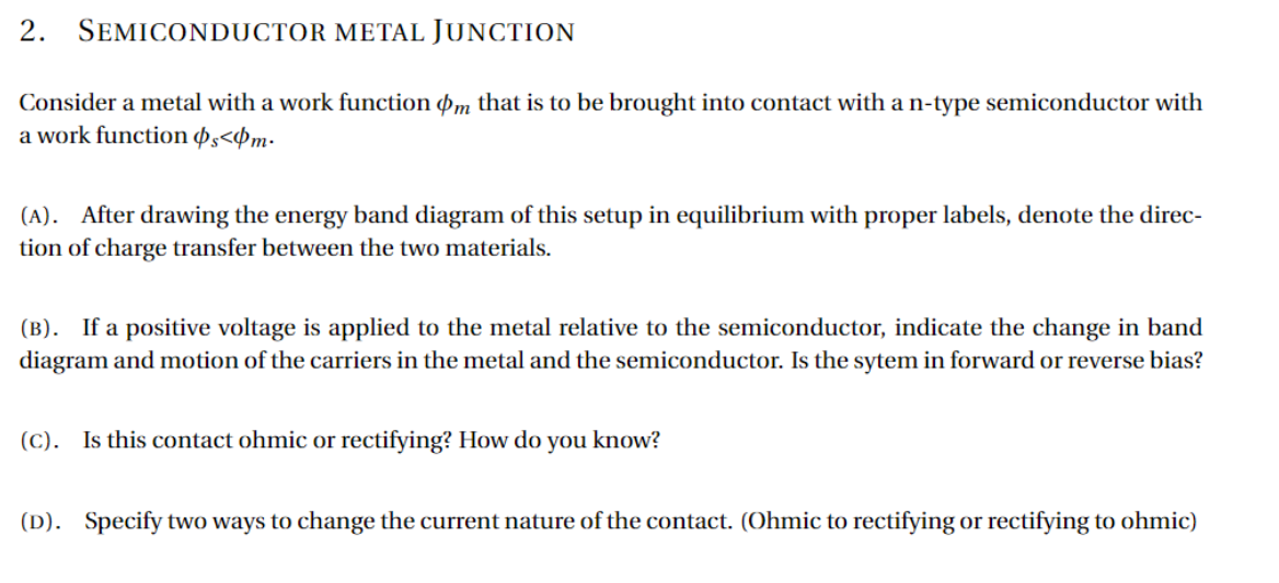 Consider a metal with a work function ϕm that is to | Chegg.com