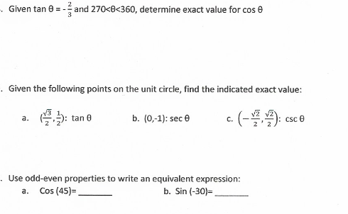 Solved Given tan 0 -- and 270 | Chegg.com