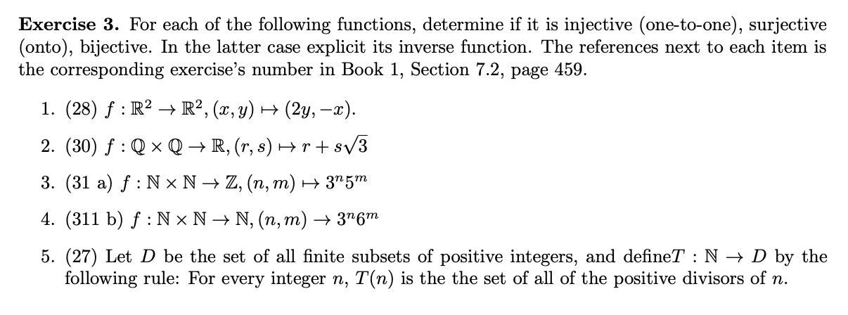 Solved Exercise 3. For each of the following functions, | Chegg.com