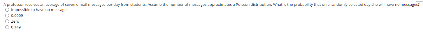 Solved Impossible to have no messages 0.0009 Zero 0.149 | Chegg.com