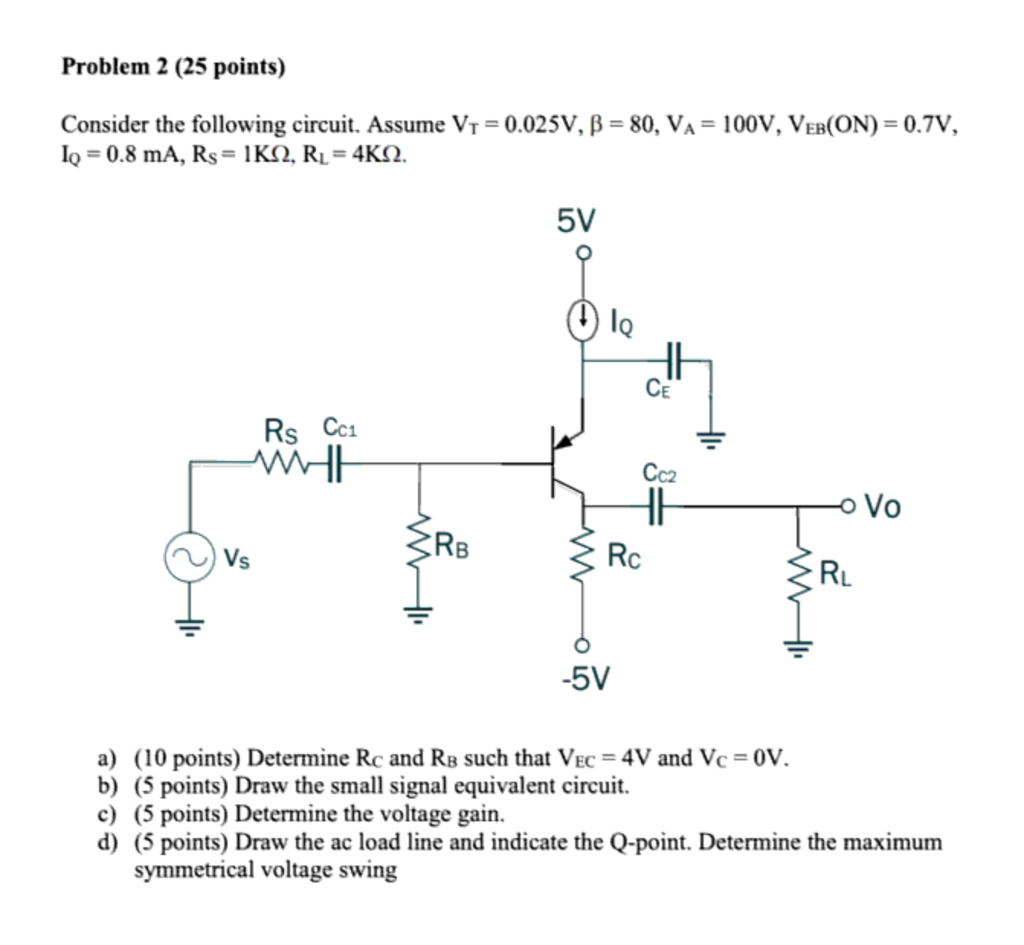 Solved Problem 2 (25 points) Consider the following circuit. | Chegg.com