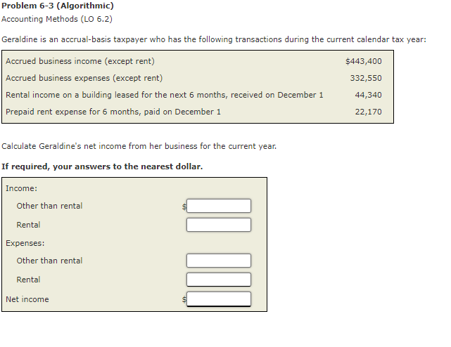 Solved Problem 6-3 (Algorithmic) Accounting Methods (LO 6.2) | Chegg.com