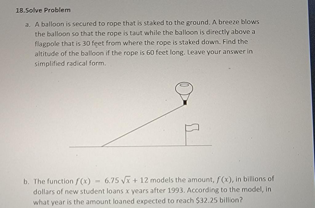 Solved 18.Solve Problem a. A balloon is secured to rope that | Chegg.com