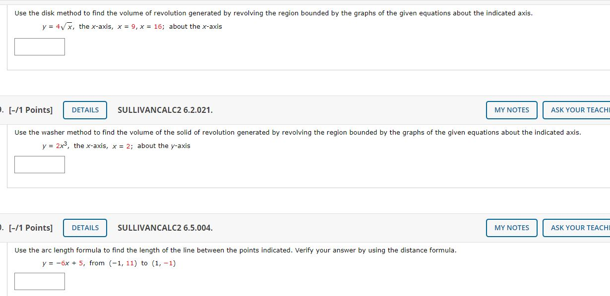 Solved Use the disk method to find the volume of revolution | Chegg.com