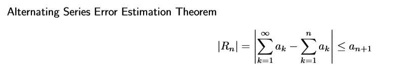 Solved Alternating Series Error Estimation Theorenm Tn (-) | Chegg.com