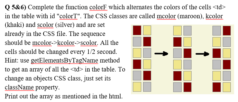 Solved Q 5\&6) Complete the function colorF which alternates | Chegg.com