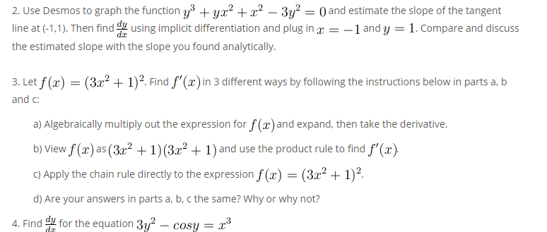 Solved 2 Use Desmos To Graph The Function Y3 Yx2 X2 