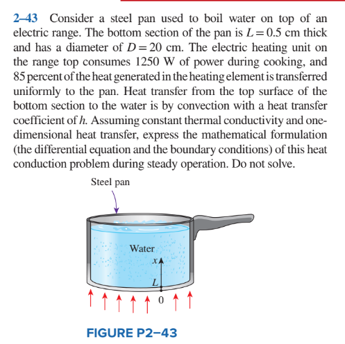 Solved 2-43 Consider a steel pan used to boil water on top | Chegg.com