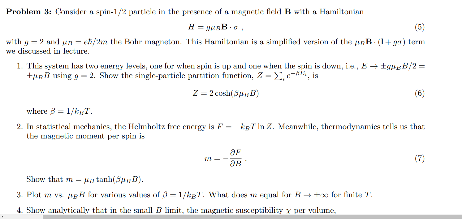 Solved Problem 3: Consider a spin-1/2 particle in the | Chegg.com