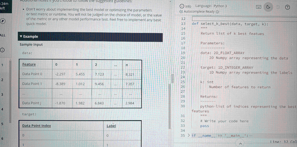 1h 24m left Info Language: Python 3 Autocomplete | Chegg.com
