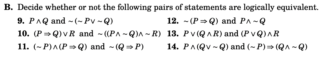 Solved B. Decide whether or not the following pairs of | Chegg.com