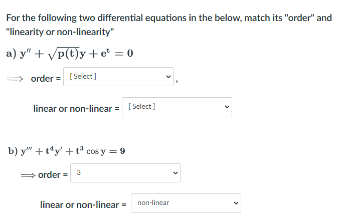 Solved For the following two differential equations in the | Chegg.com