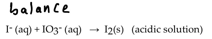 Solved balance I- (aq) + IO3- (aq) 12(s) (acidic solution) | Chegg.com
