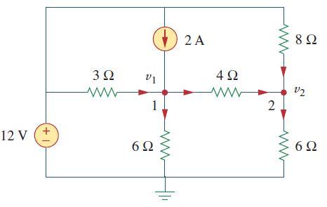 Solved At node 1 in the circuit of Fig. 3.46, applying KCL | Chegg.com