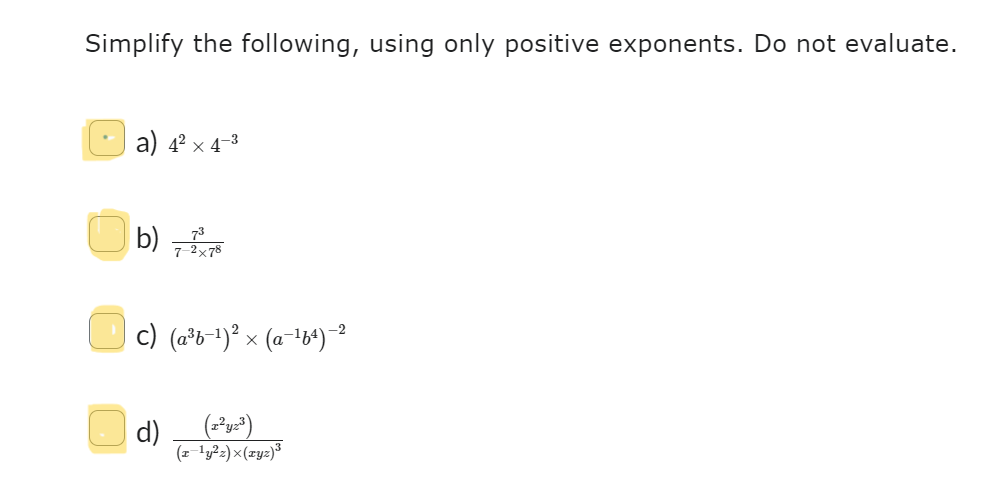 Solved Simplify the following, using only positive | Chegg.com