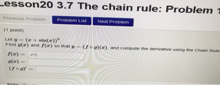 Solved Lesson20 3.7 The chain rule: Problem 1 Previous | Chegg.com