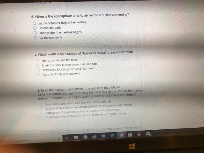 Solved 6. When is the appropriate time to arrive for a | Chegg.com