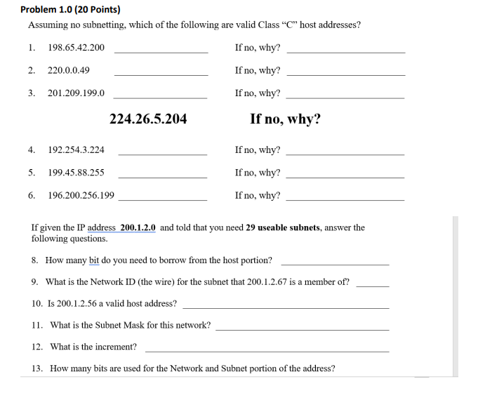 Solved Problem 10 20 Points Assuming No Subnetting Which 1852
