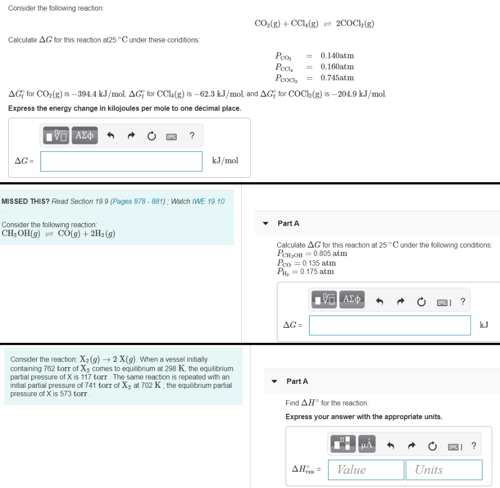 Solved Consider the following reaction: CO2(g) + CCl4(g) = | Chegg.com
