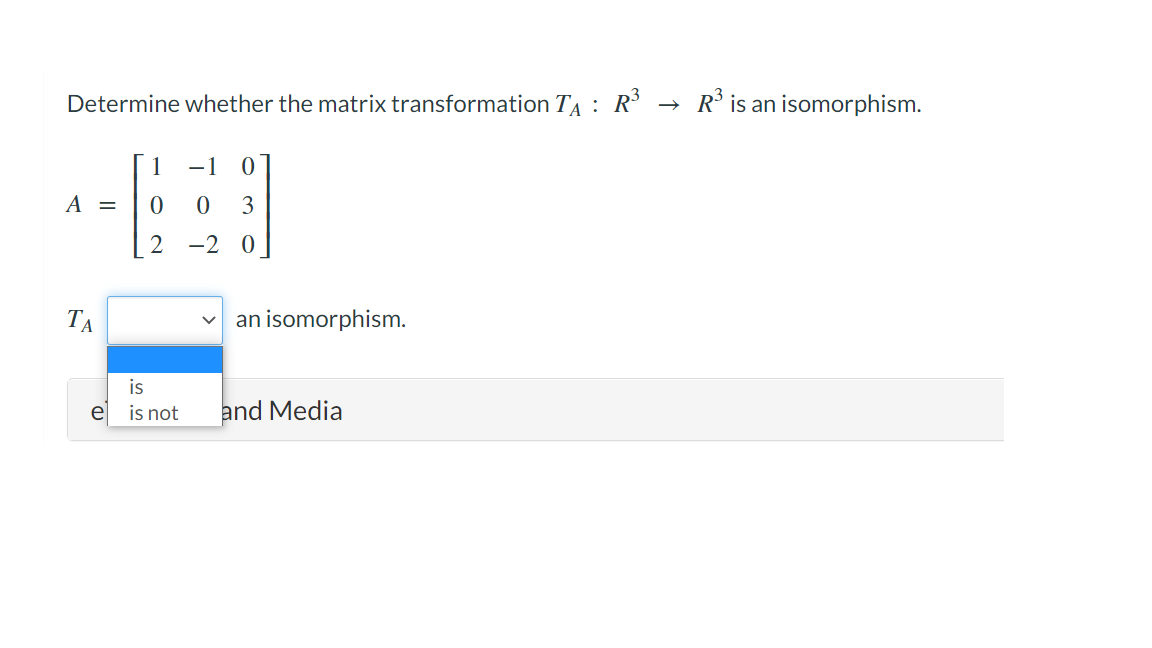 Solved Determine whether the matrix transformation TA: R3 R3 | Chegg.com